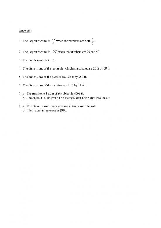 Quadratic Word Problem Practice