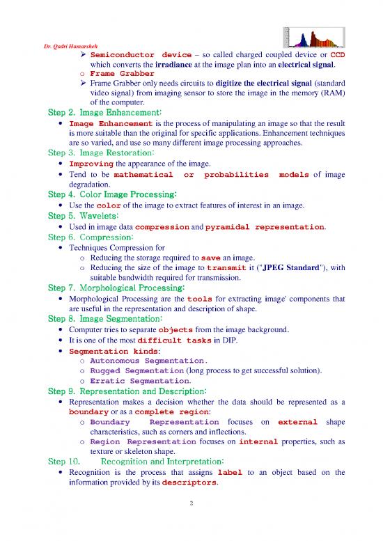 Fundamental Steps Of Digital Image Processing 181135 | Lecture 2 ...