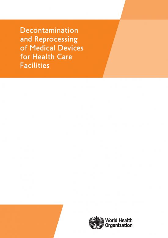 Who Decontamination And Reprocessing Of Medical Devices