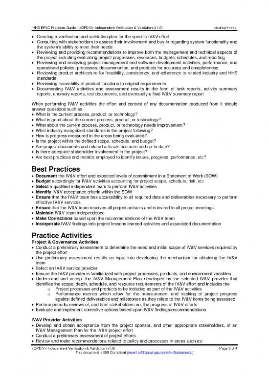 Eplc Ivv Practices Guide