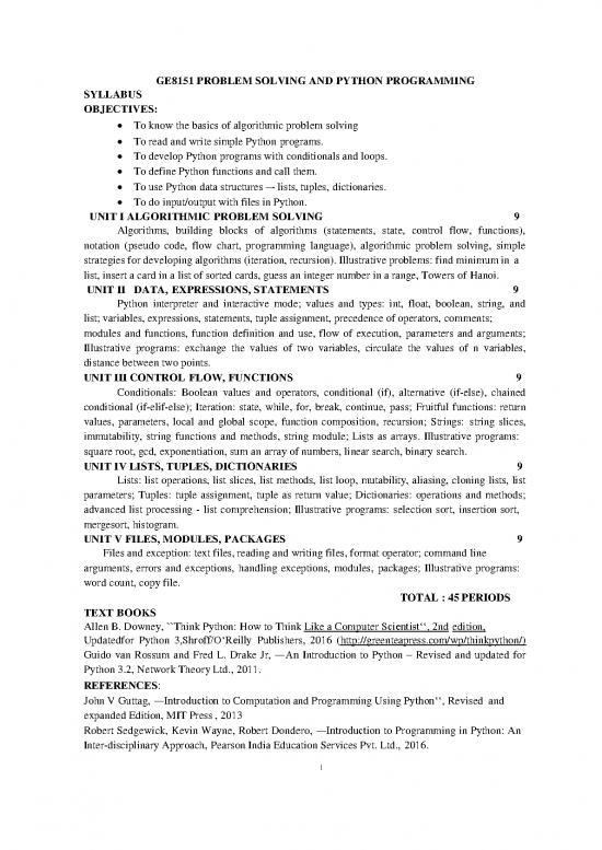 Python Pdf 185299 Ge8151 Pspp Unit 1