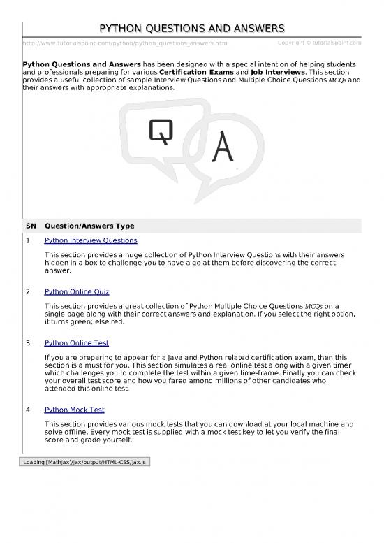 Python Pdf 184632 | Python Questions Answers Python Pdf 184632 | Python Questions Answers