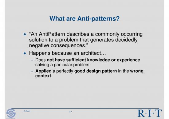 Design Patterns Pdf 184561 Lecture 1 Architecture Antipatterns