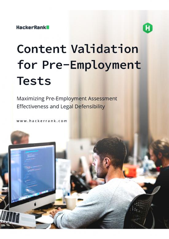 Hackerrank Content Validation For Pre Employment Tests Whitepaper