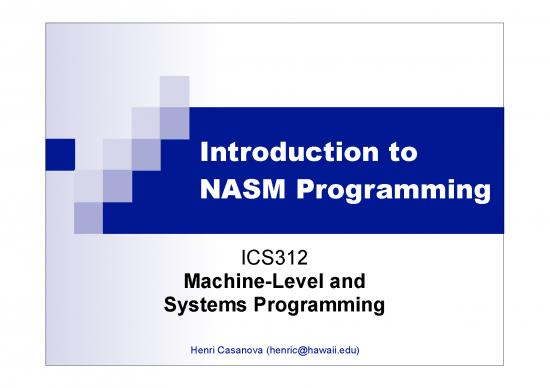 Programming Pdf 185421 Ics312 Nasm First Program
