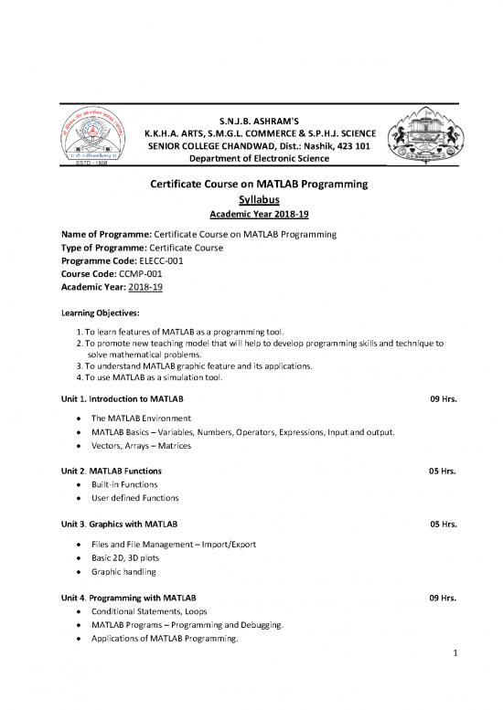 Basics Of Programming Pdf 188782 Matlab Syllabus