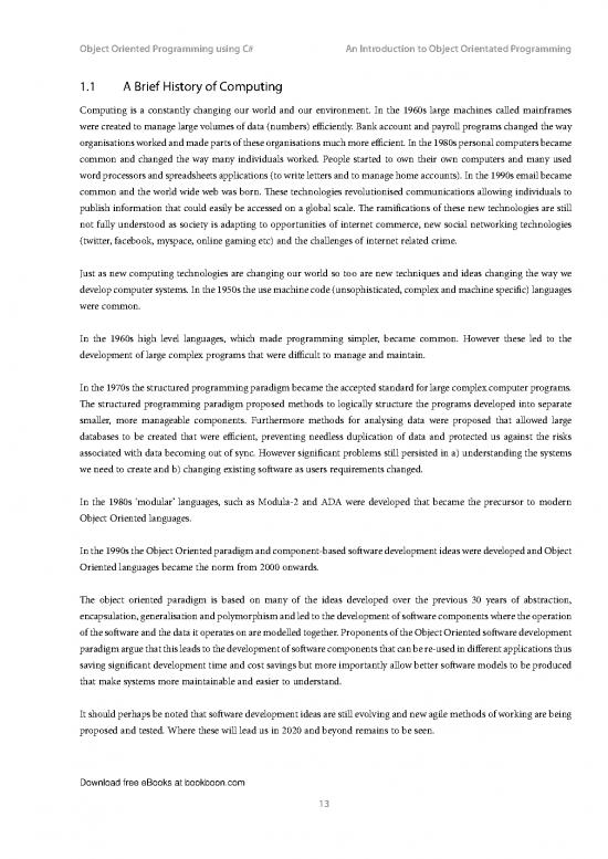 Programming Concepts Pdf 189587 Chapter 1 An Introduction To Object Orientated Programming