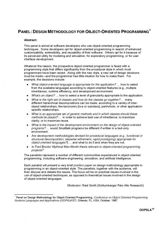 Programming Methodology Pdf 191523 Design Methodology For Object Oriented Programming