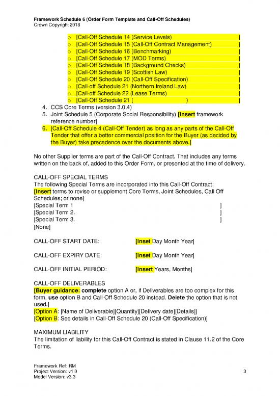 Contract Sample Pdf 192916 | Framework Schedule 6 Order Form Template ...
