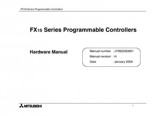 Controller Pdf 191736 | Mitsubishi Melsec Fx1s Harware Manual