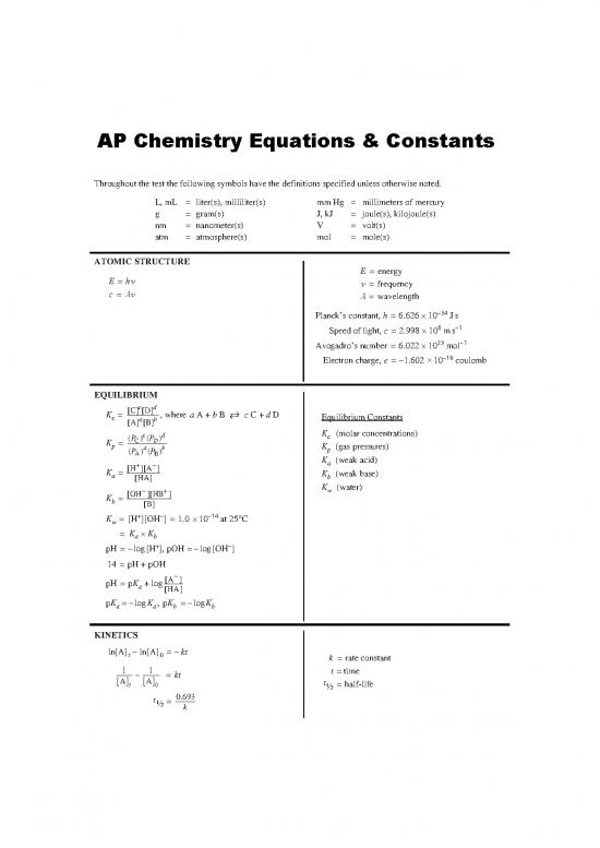 Chem Cb Formula Sheet