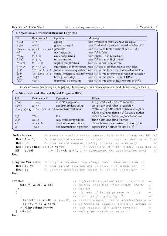 Keymaerax Sheet