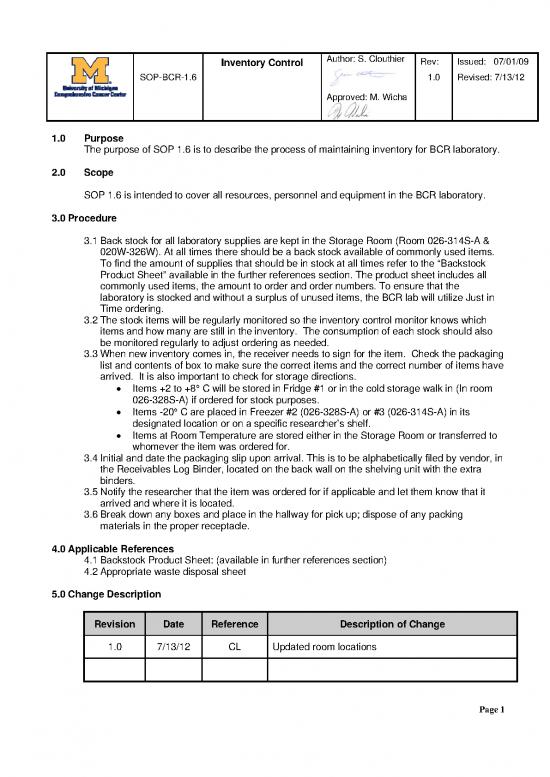 Inventory Pdf 194337 | Sop 6 Inventory Control