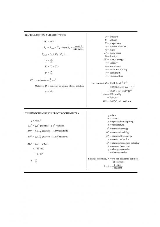 Chem Cb Formula Sheet