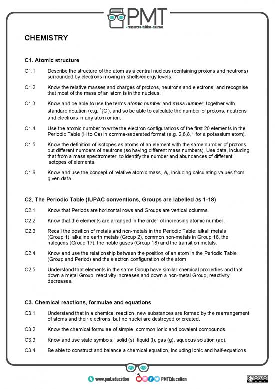 Knowledge Checklist Section 2 Chemistry Bmat 2021 2022