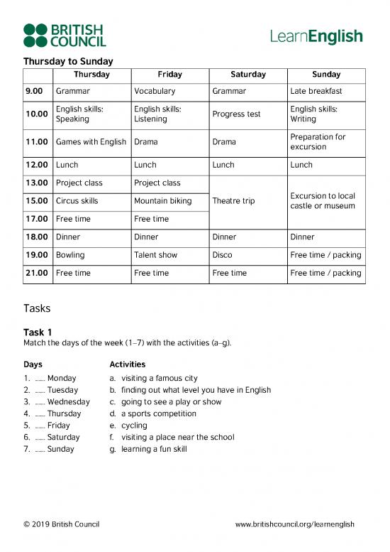 Learnenglish Reading A1 A Study Timetable
