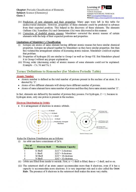 Periodic Classification Of Elements Notes