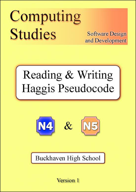 Haggis Pseudo Code Haggis Pseudo Code