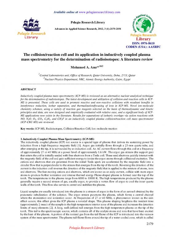 The Collisionreaction Cell And Its Application In Inductively Coupled ...