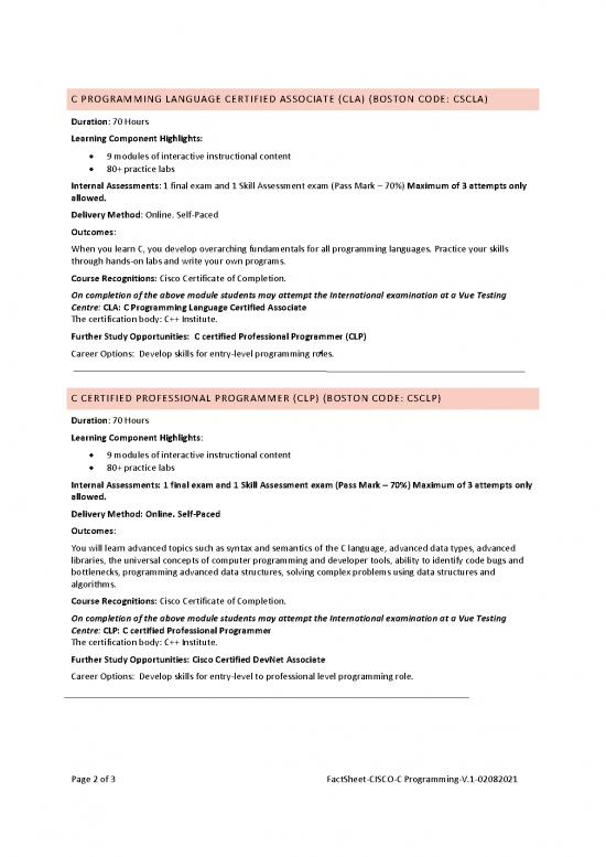 Certified Pdf 196899 | Factsheet Cisco C Programming 1 02082021
