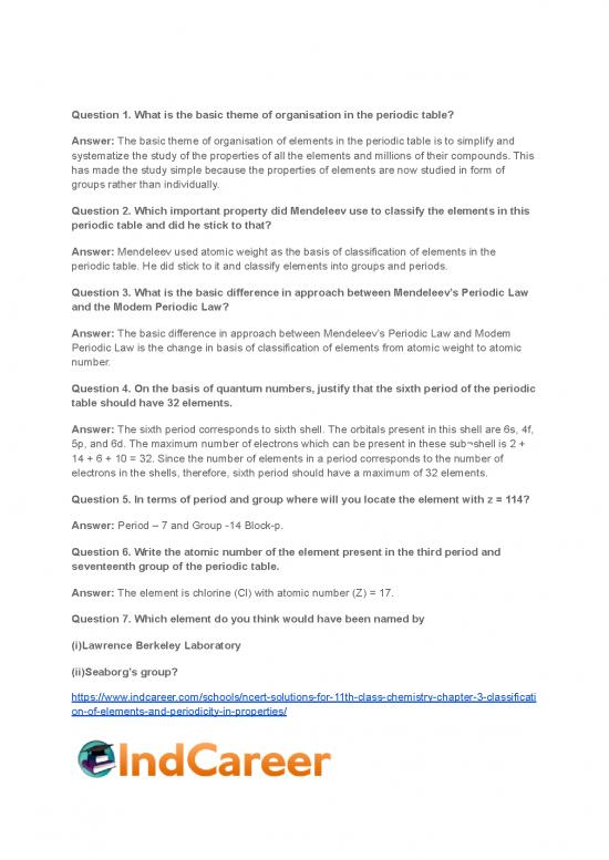 Pdf Printable Periodic Table 195691 | Ncert Solutions For 11th Class ...