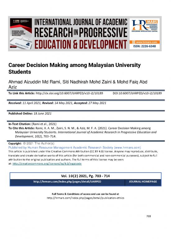 Career Pdf 199028 | Career Decision Making Among Malaysian University Students