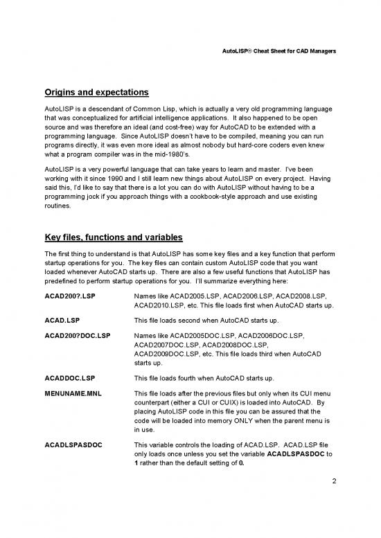 Cm34 1r Autolisp Cheat Sheet For Cad Managers