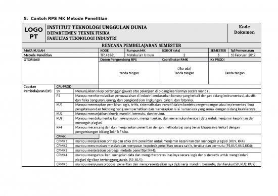 Contoh Metode Penelitian 21096 | Contoh Rps Mk Dr Panduan Kpt