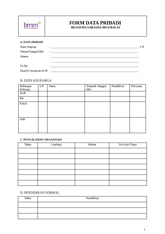 File - Surat Keterangan Id 19880 | Lampiran 3 Form Data Pribadi ...