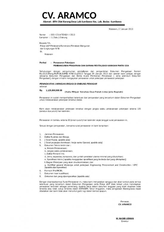 Excel Sheet Download 20798 | Penawaran Goa Cv Aramco Final