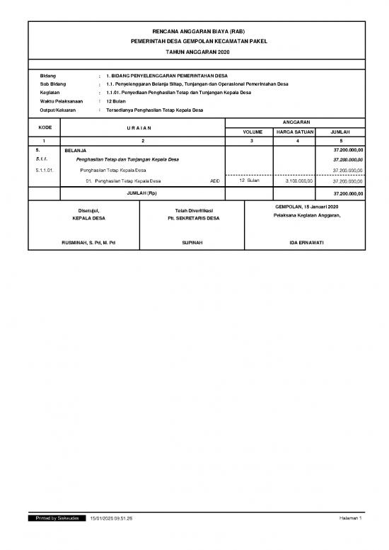 File Rab - Rencana Anggaran Biaya Id 20379 | Rab 2020