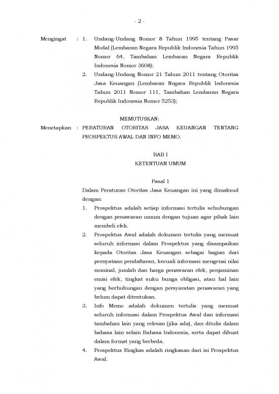 23 Pojk04 2017 Tentang Prospektus Awal Dan Info Memo | File Contoh - Memo