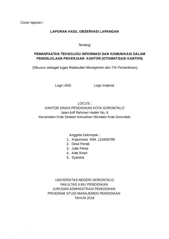 Format Observasi Lapangan | File - Laporan Observasi Id 18931