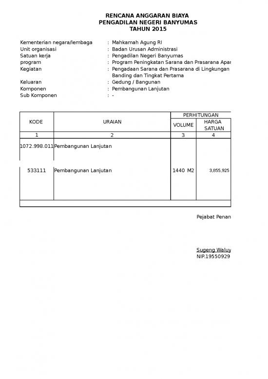 File Rab - Rencana Anggaran Biaya Id 20668 | Contoh Format Belanja Modal