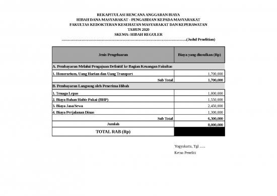 File Rab - Rencana Anggaran Biaya Id 20589 | Format Contoh Rab Reguler ...