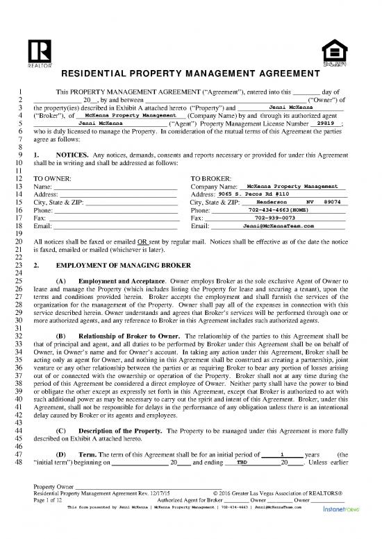 Agreement Sample 201784 | Sample Pm Agreement