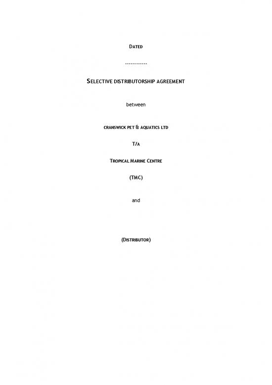 Agreement Contract Sample 201760 | Selective Distributive Agreement ...
