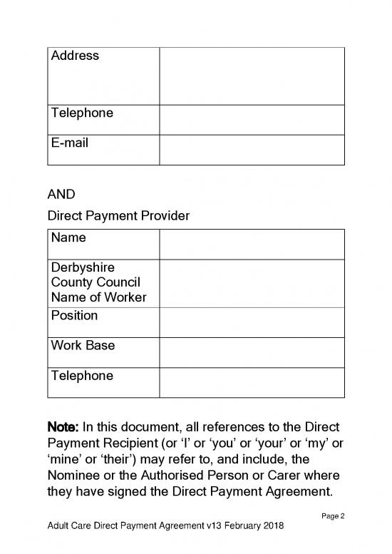 Agreement Sample 202679 | Direct Payment Agreement And Explanation ...