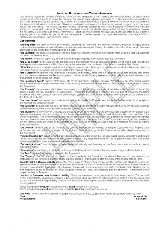 Agreement Contract Sample 202991 | Draft Tenancy Agreement