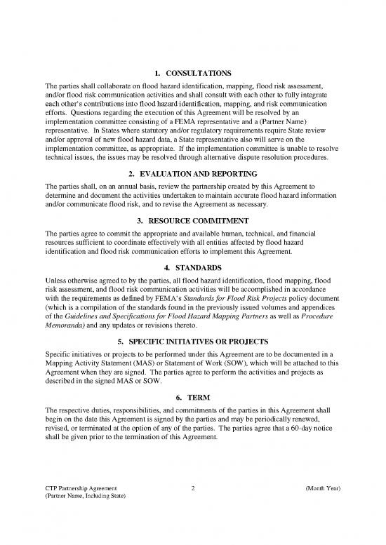 Agreement Sample 202786 | Fema Ctp Partnership Agreement Template 2018