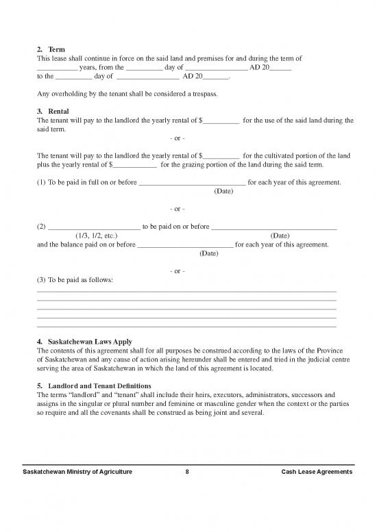 Lease Agreement Template 202834 | Sample Cash Lease Agreement