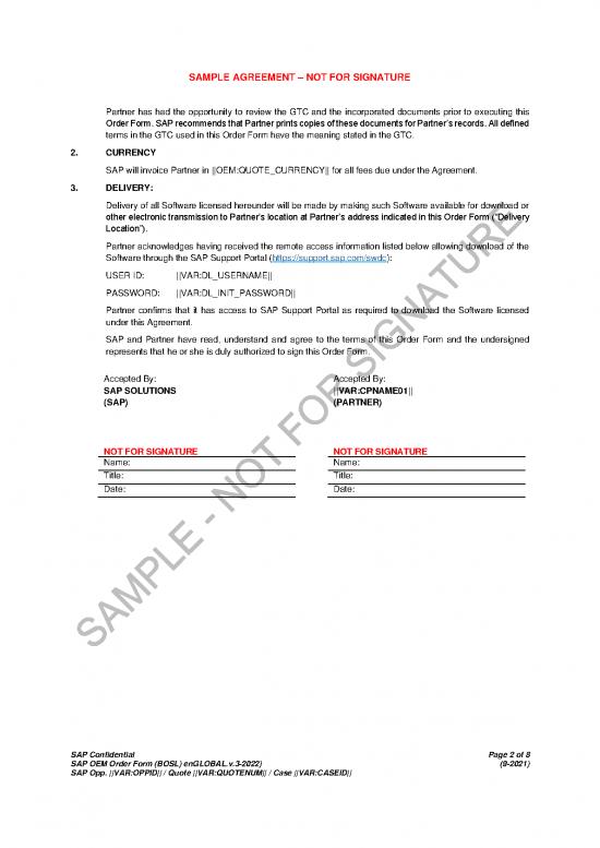 Agreement Form 201266 | Sap Oem Order Form For On Premise Sample ...