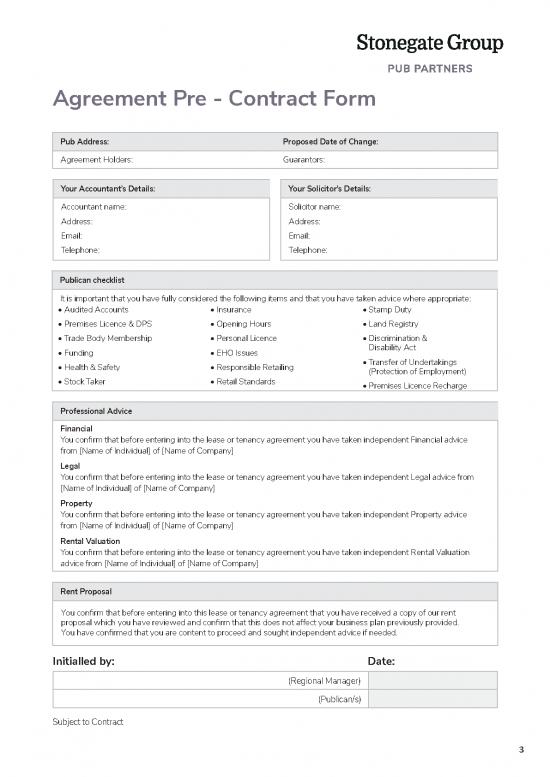 Agreement Contract Sample 201406 | Sample Agreement Pre Contract Pubs Code