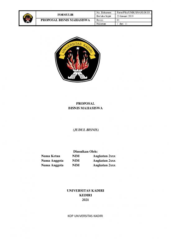 Presentasi Proposal Bisnis 23177 | Sn03 Formulir Proposal Bisnis Mahasiswa