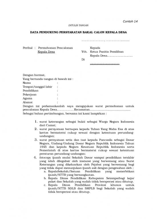 Pilkades - Pemilihan Kepala Desa Id 21322 | Data Dukung Lamaran Kades